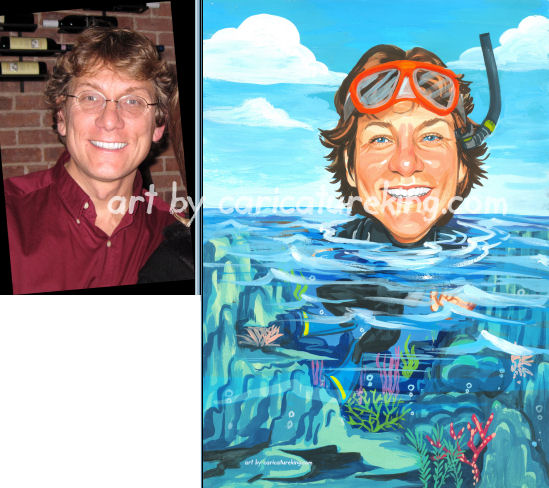 Scuba diver caricature
