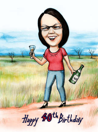 40th birthday caricature